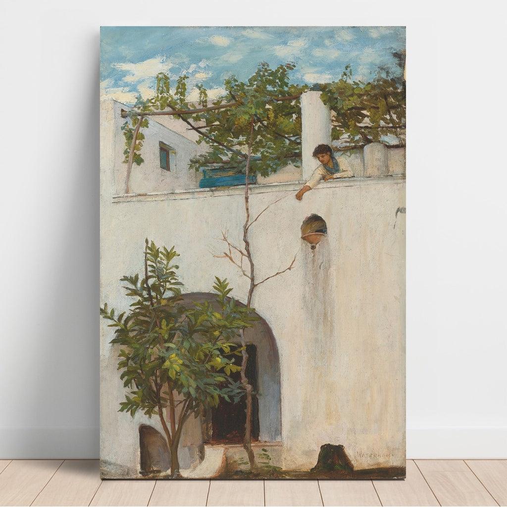 Art print painting | Lady on the balcony, Capri - John William ...