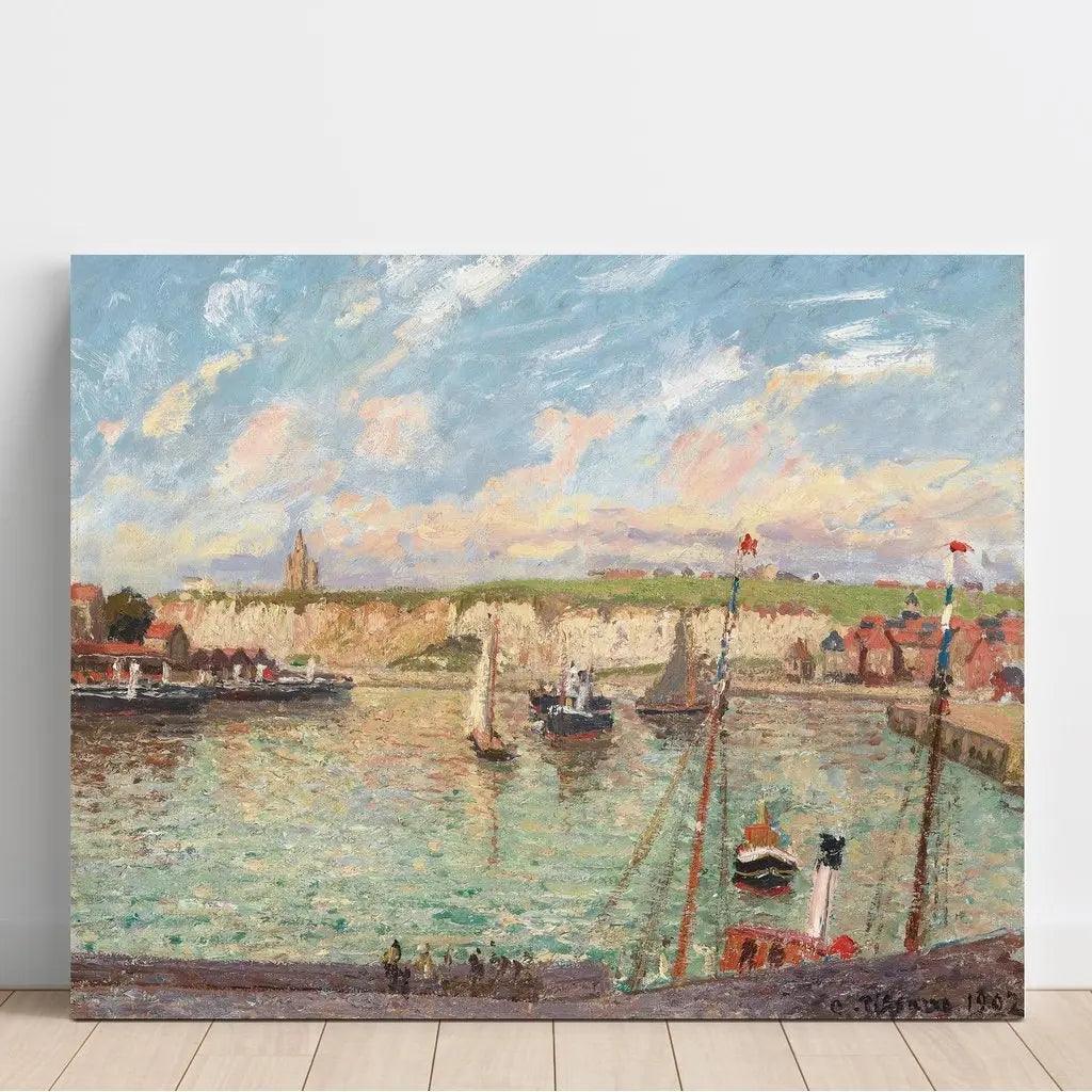 Art print painting | The Outer Harbor of Dieppe, afternoon, weather ...